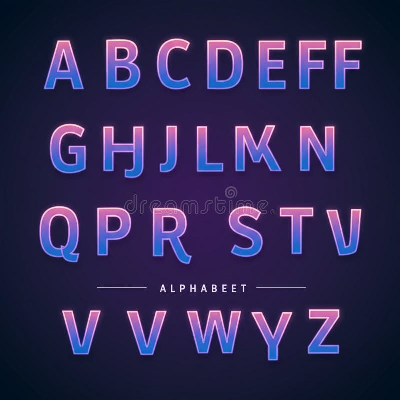 Uppercase Alphabet Letters Displayed in a Stylized Font with a Gradient ...