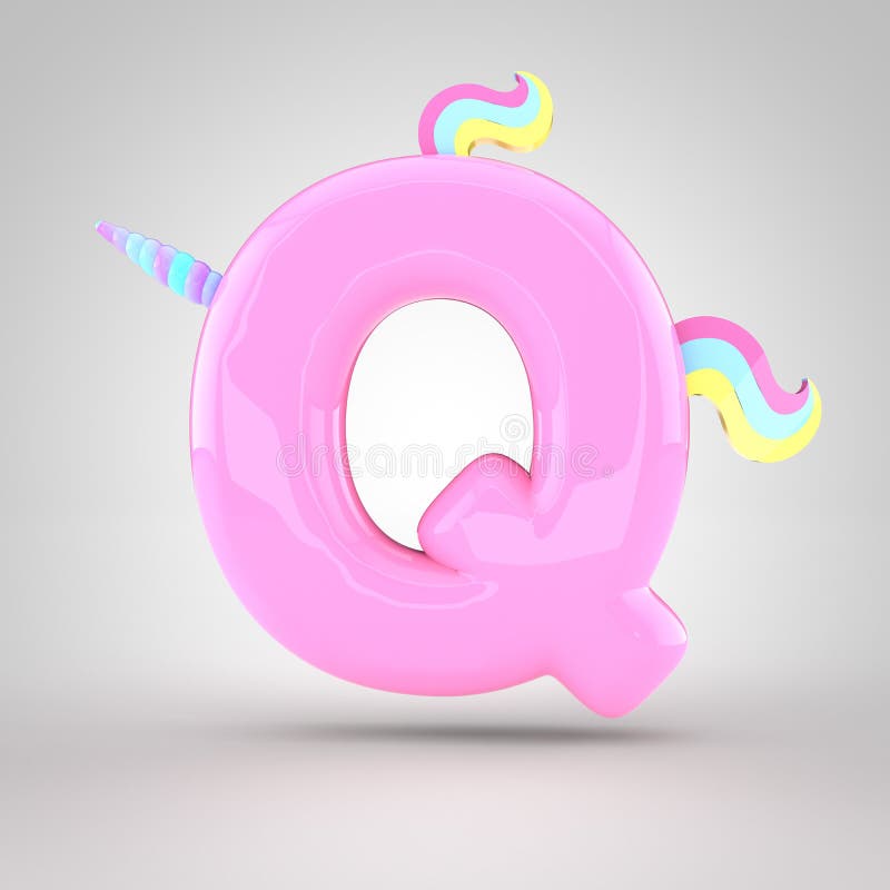 Uppercase Bonito Da Letra Q Do Rosa Do Unicórnio Ilustração Stock ...