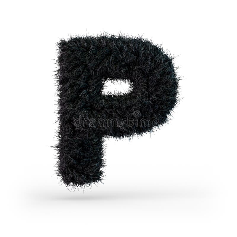 Uppercase Fluffy and Furry Black Font. Letter P Stock Illustration ...