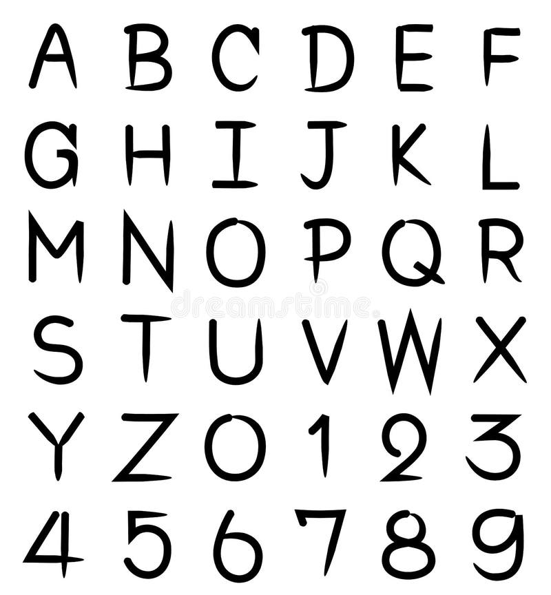 Uppercase hand drawn font stock vector. Illustration of design - 96657894