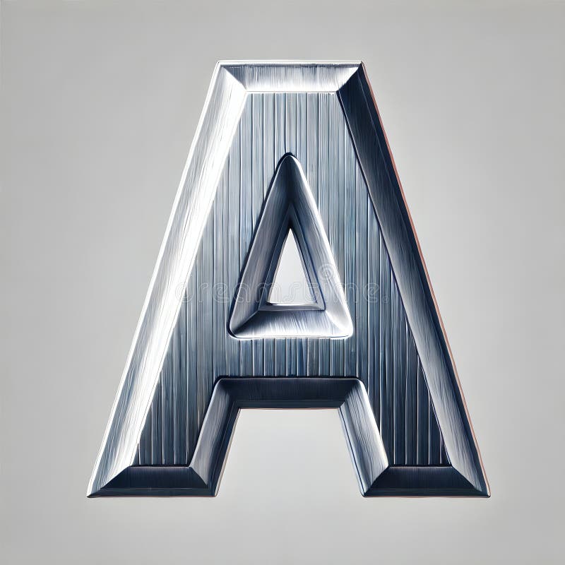 Metallic Silver Finish Letter a Stock Illustration - Illustration of ...