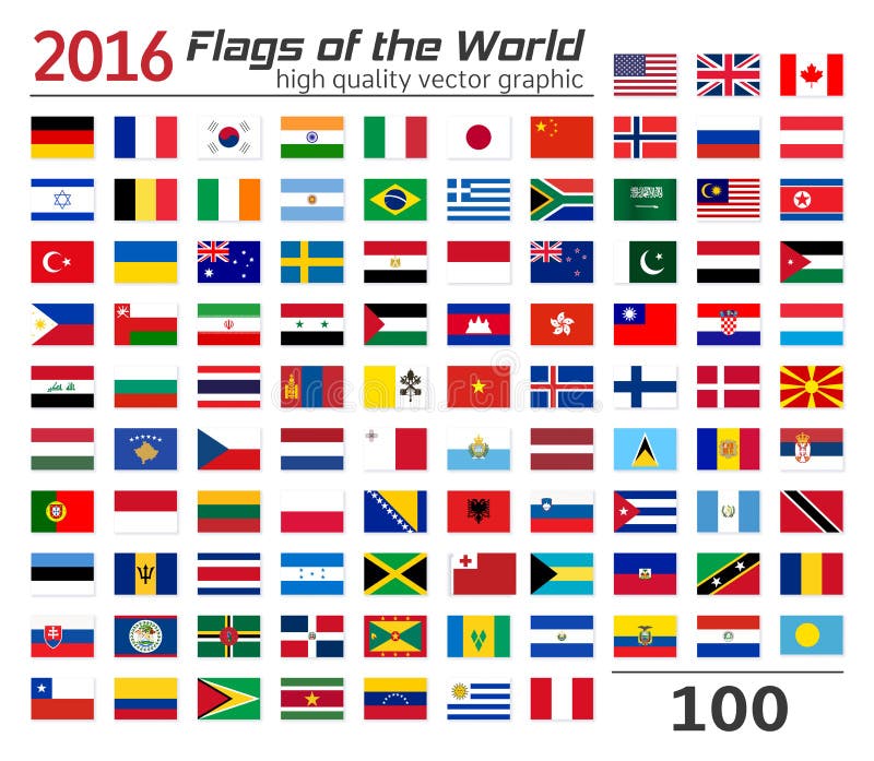 Uppsättning Av Flaggor Av Olika Länder Vektor Illustrationer ...