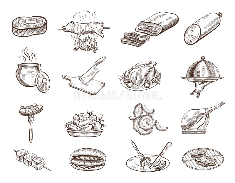 Hand tecknad mat vektor illustrationer. Illustration av bakgrund - 25891719