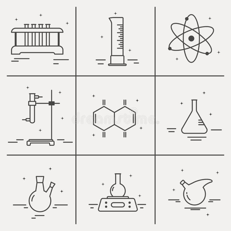 Kemisk Uppsättning För Symboler För Färg För Labbutrustning Vektor ...