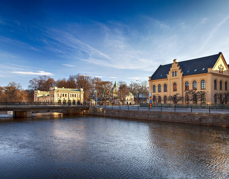Uppsala Buildings by the River Stock Photo - Image of flowing, river ...