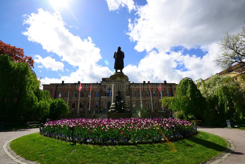 Uppsala University, Sweden stock photo. Image of tulips - 251327864