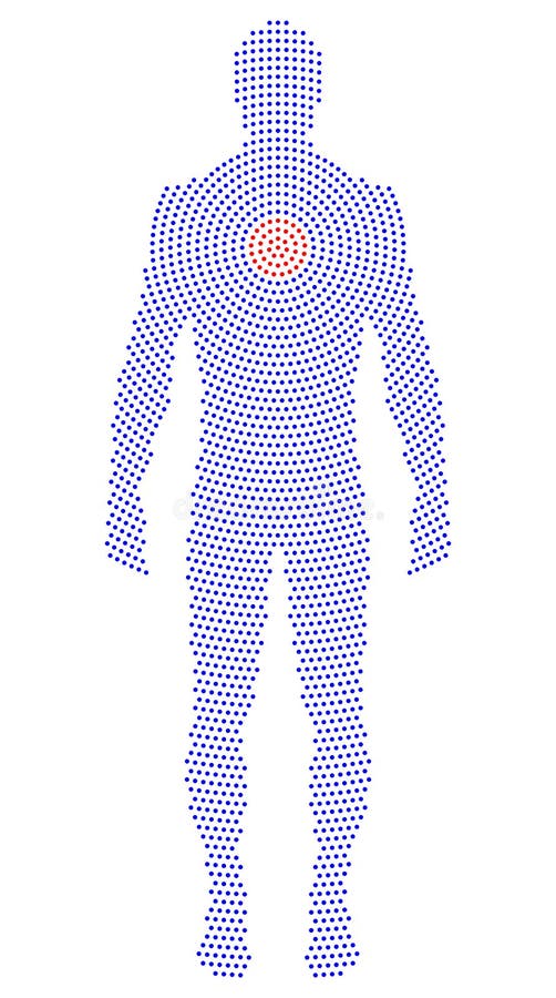 Upright Blue Silhouette of Body with Radial Dot Pattern Stock Vector ...