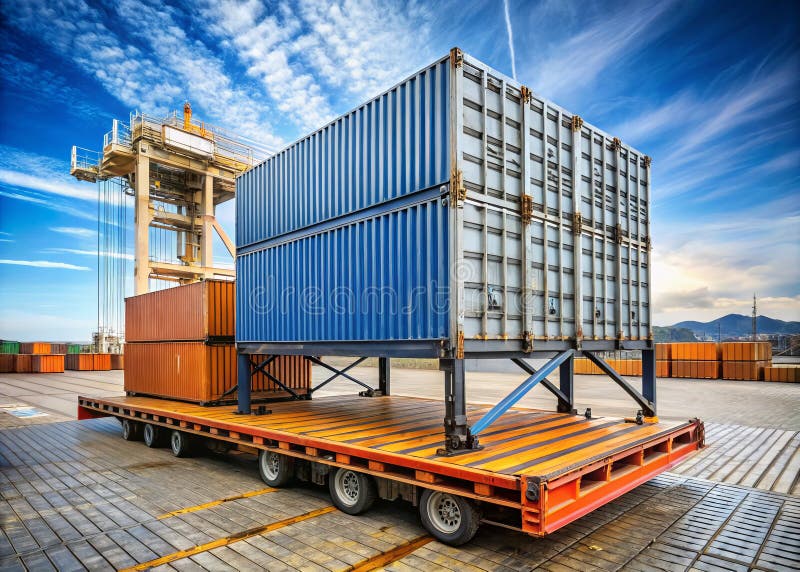 Upright 40Foot Flat Rack Container on Dock Ready for Cargo Loading and ...