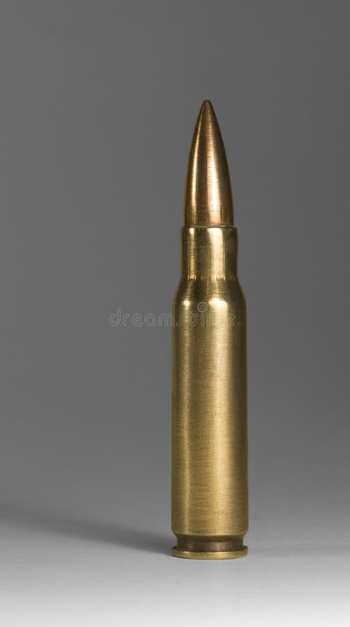 Metallic Bullet Casing in Grey Back Stock Photo - Image of clipping ...