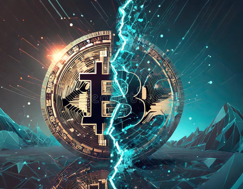 Bitcoin Halving Concept, AI Generated Stock Illustration - Illustration ...