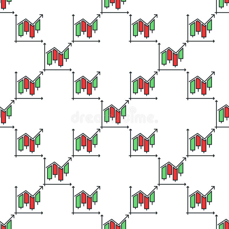 Uprising Candlestick Chart Vector Crypto Trading Colored Seamless ...