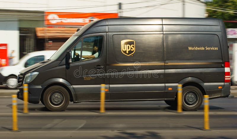 UPS delivery van editorial photography. Image of blur - 253869937