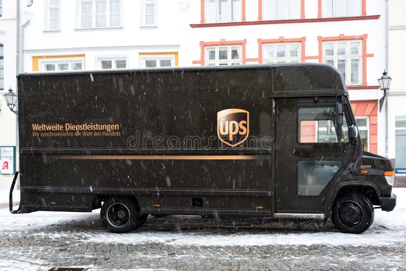 UPS Delivery Van during Snowfall Editorial Photo - Image of hauler ...