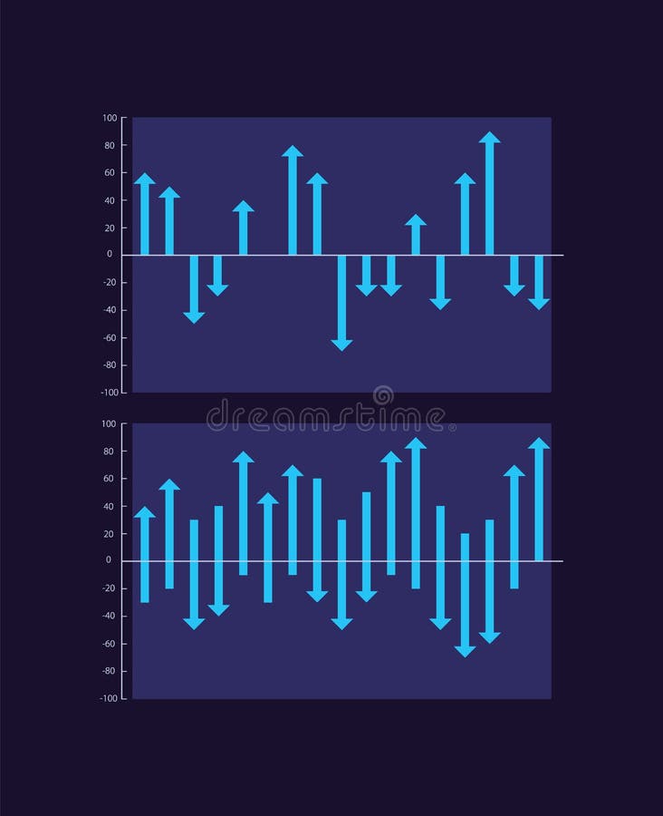 Ups and Downs Arrows Infographic Chart Design Template Set for Dark ...