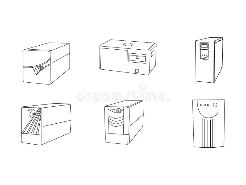 Ups Icon Vector Illustration. Power Supply Icon Set Stock Vector ...