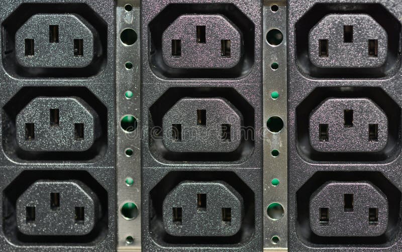 Power Sockets with Internet Cable on White Wall. Electrical Supply ...