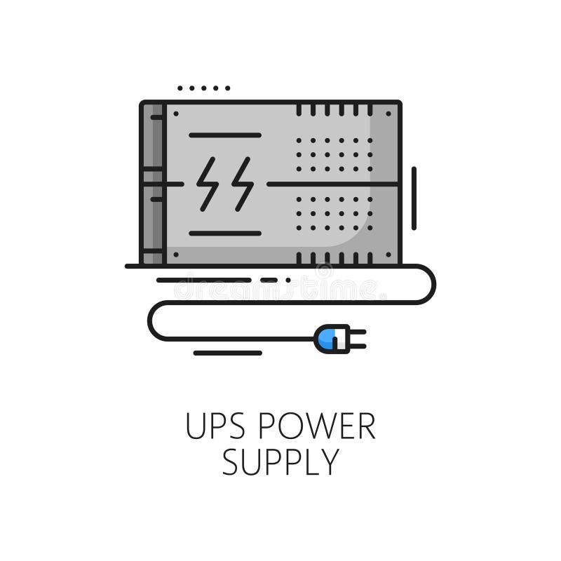 Ups Power Supply Software Color Thin Line Icon Stock Vector ...