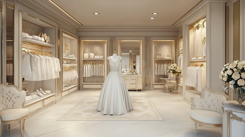 Upscale Clothing Store with Elegant Displays and Premium Fabrics. Stock ...