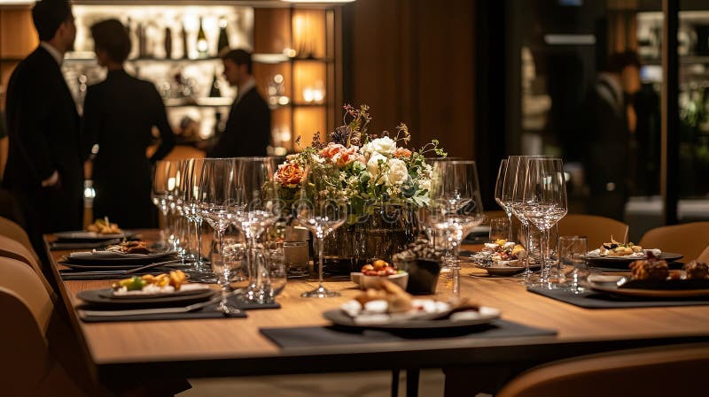 Upscale Dinner Party with Meticulously Presented Hors D Oeuvres and ...