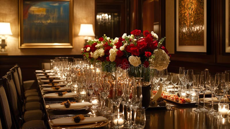 Upscale Dinner Party with Meticulously Presented Hors D Oeuvres and ...