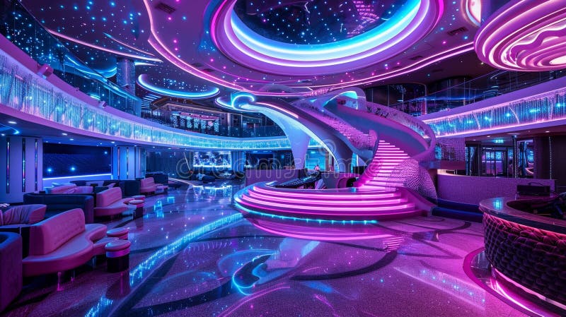 Upscale Hotel Discotheque Featuring Pulsating Lights and Dance Music ...