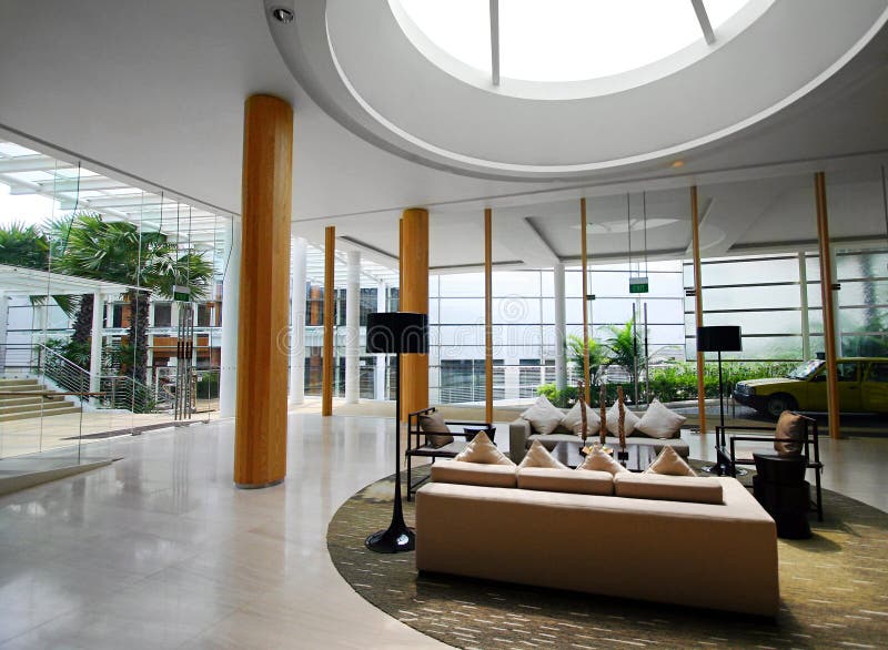Upscale Hotel Interiors with Skylight Stock Photo - Image of expensive ...