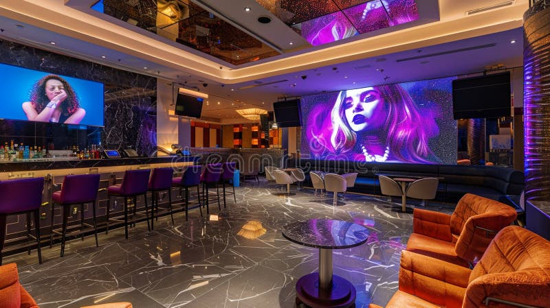 Upscale Hotel Karaoke Lounge Featuring Enthusiastic Singers and Fun ...