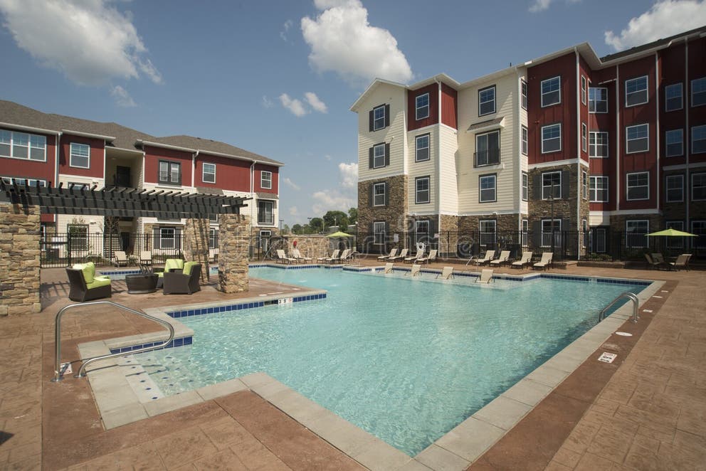 Upscale Pool Area stock image. Image of cool, shade, view - 43401239