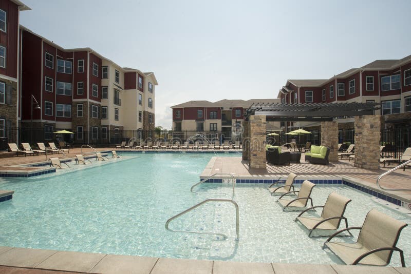 Upscale Pool Area stock photo. Image of blue, fenced - 43401876