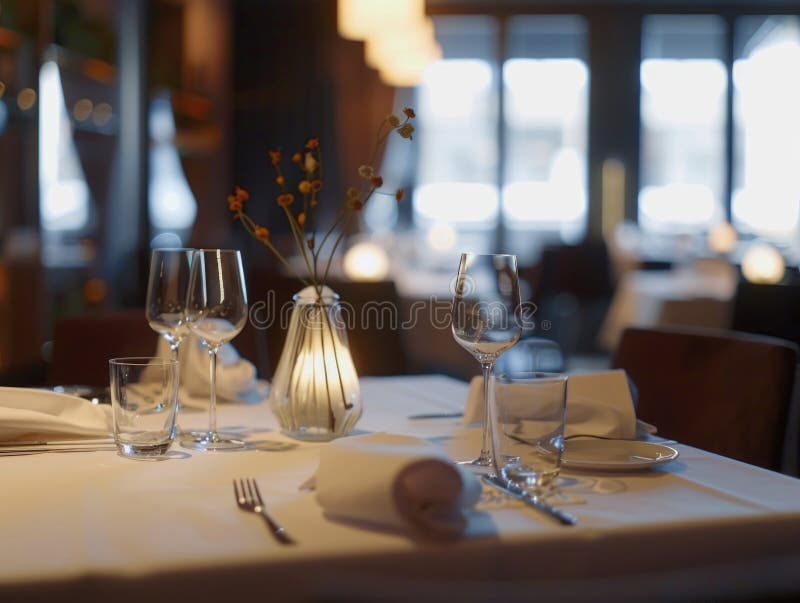 Upscale Restaurant Table Setting, Dinner Ambiance Stock Image - Image ...
