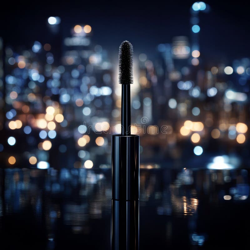 An Upscale Smart Mascara Bottle Levitates Above a Softly Lit Digital ...