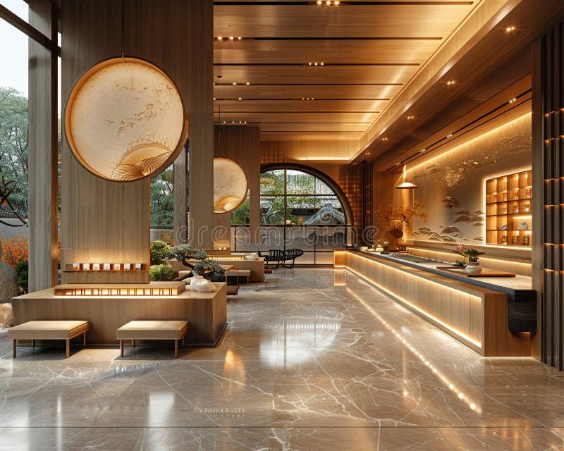 Upscale Sushi Bar with Minimalist Design and Ambient Lighting3D Render ...