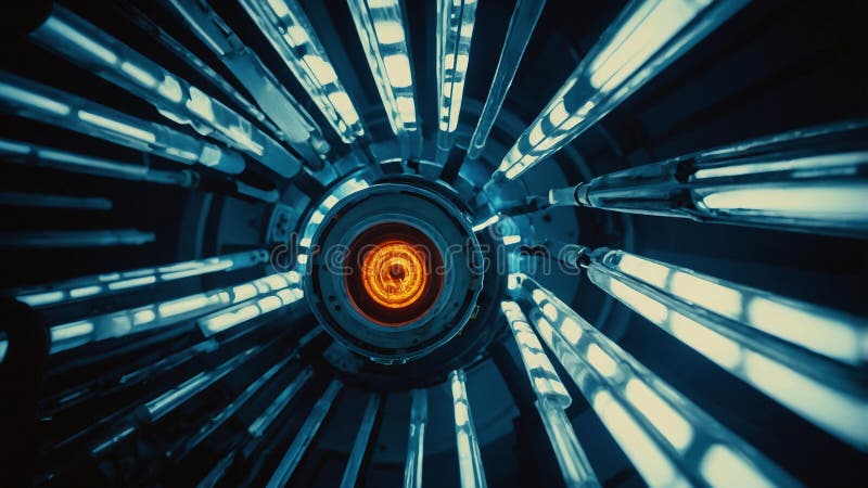 3d Rendering of Blue Lights Inside a Spaceship. Futuristic Technology ...