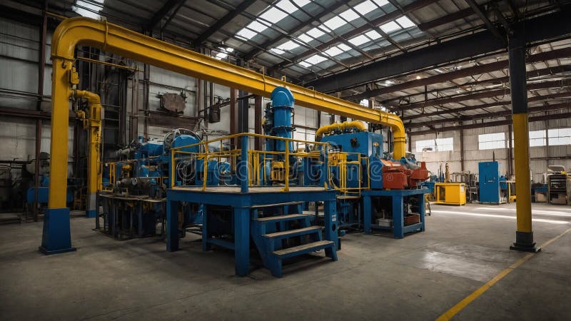 Industrial Interior of a Large Industrial Building with a Lot of ...