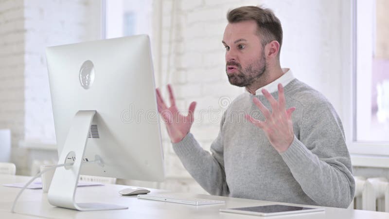 Upset Angry Creative Man Working on Computer Stock Image - Image of ...