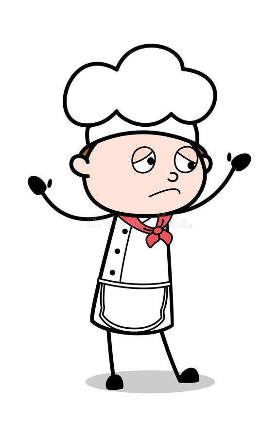 Upset Behavior - Cartoon Waiter Male Chef Vector Illustration Stock ...
