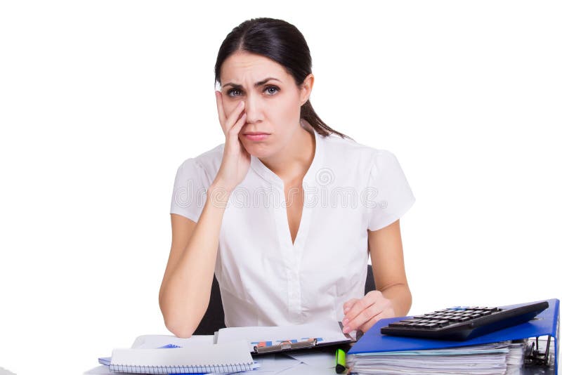 Upset Business Woman Thinking Stock Image - Image of concentration ...