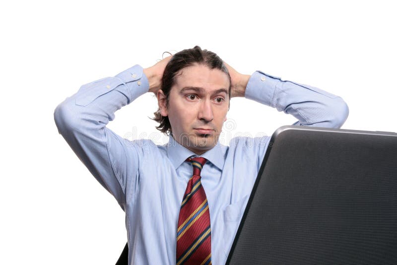 Desperate Businessman Pointing His Finger To His Head Stock Image ...