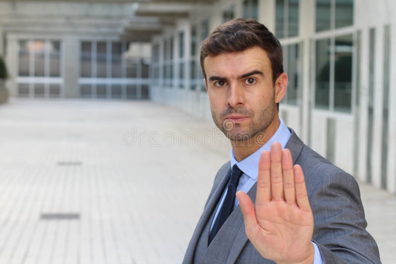 Upset Businessman Stopping a Situation Stock Image - Image of angry ...