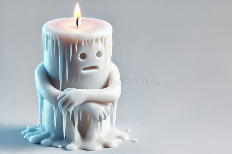 An Upset Candle with a Sad Face. Space for Text. Stock Photo - Image of ...