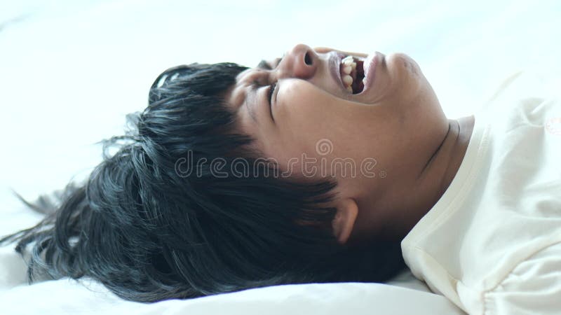 A Upset Child Girl Crying on Bed Stock Footage - Video of sadness ...