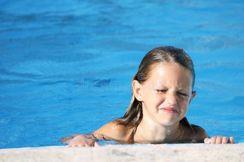 Upset Child in Swimming Pool Stock Photo - Image of sulking, frown ...