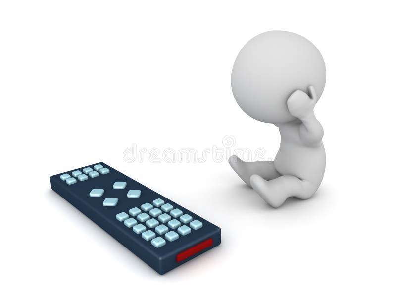 Upset 3D Character with a Remote Control Stock Illustration ...