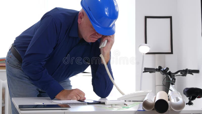 Upset Engineer Try To Make a Phone Call Using a Defective Landline ...