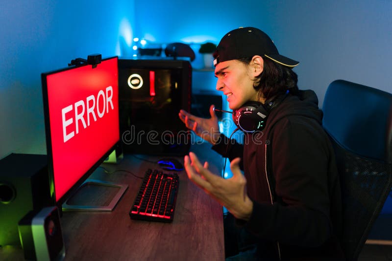 Upset Gamer Getting Mad and Shouting because he Can`t Play Stock Photo ...