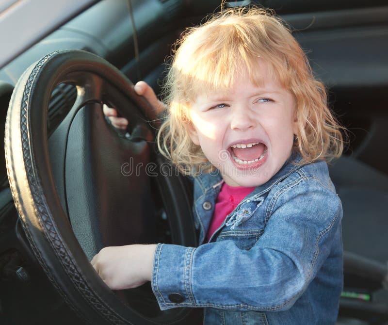 Crying Scared Girl in the Car Stock Image - Image of problem, drive ...