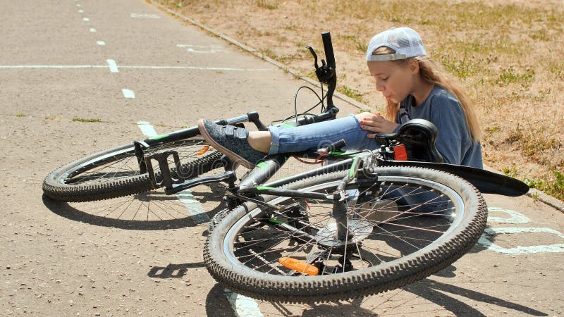 Upset Girl Crying Falling Bicycle Stock Photos - Free & Royalty-Free ...