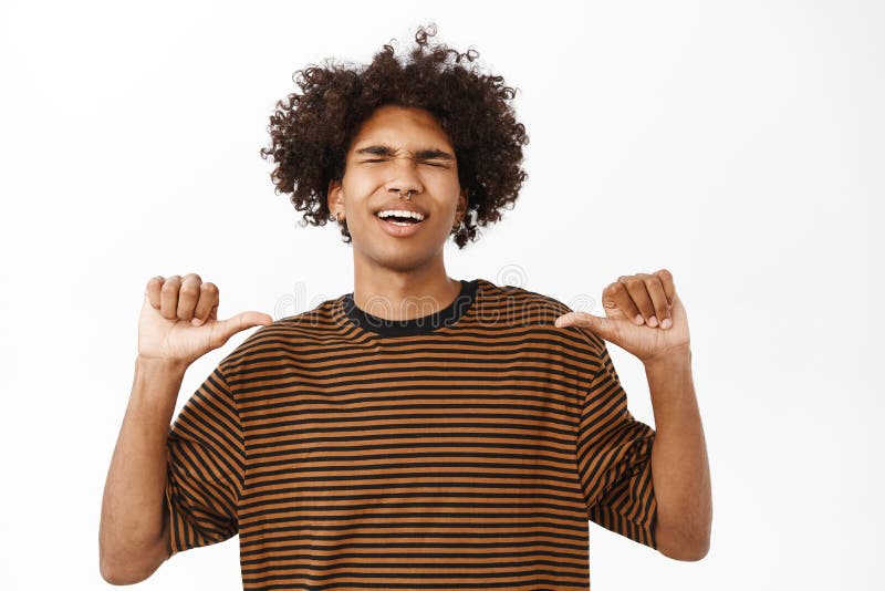 Upset Guy Pointing at Himself, Crying and Whining, Complaining about ...