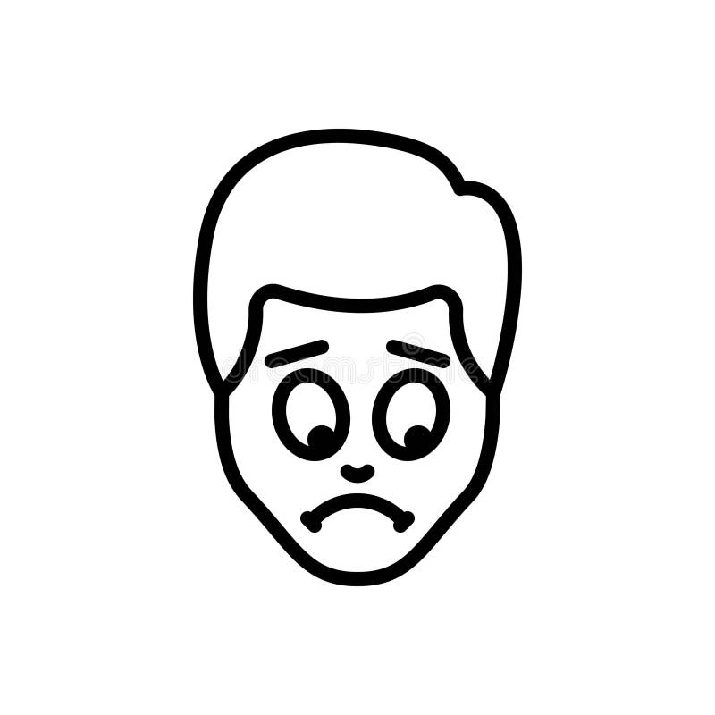 Black Line Icon for Upset, Sad and Disquiet Stock Vector - Illustration ...