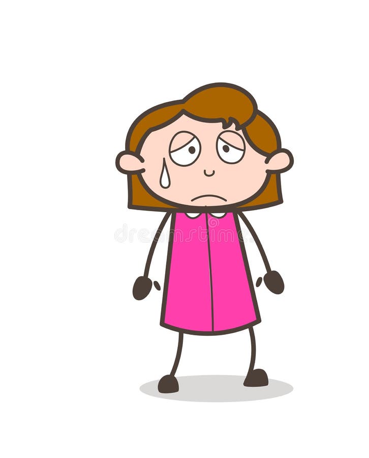 Upset Lady Sad with Cold Sweat Vector Stock Illustration - Illustration ...